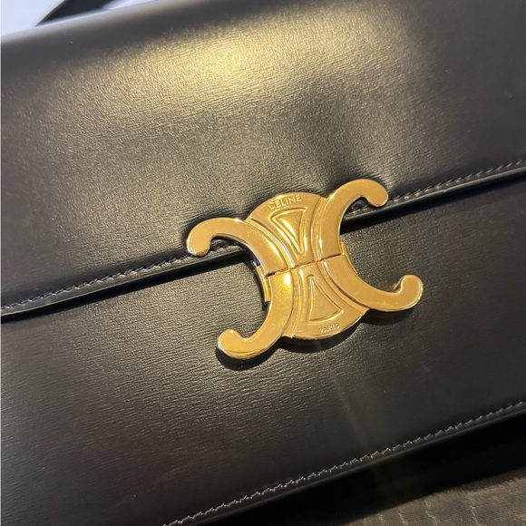 Celine | Bags | Celine New Classique Triomphe Medium Bag Purse Black ...